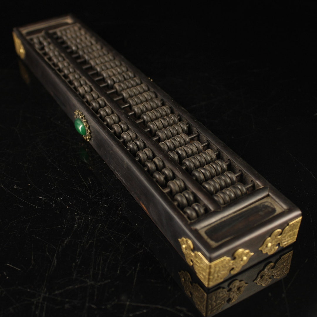Ancient Black Sandalwood Abacus, Inlaid Precious Stone, Chinese Decor ...