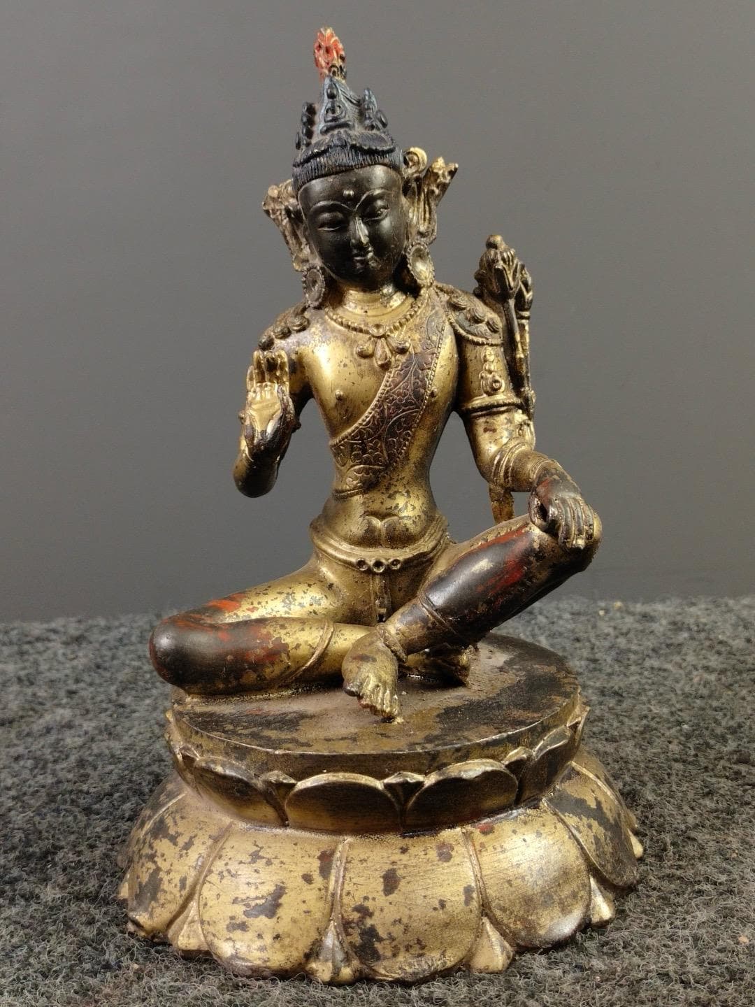 Chinese Antique Pure Hand-made Exquisite Rare Pure Copper Mud Gold ...