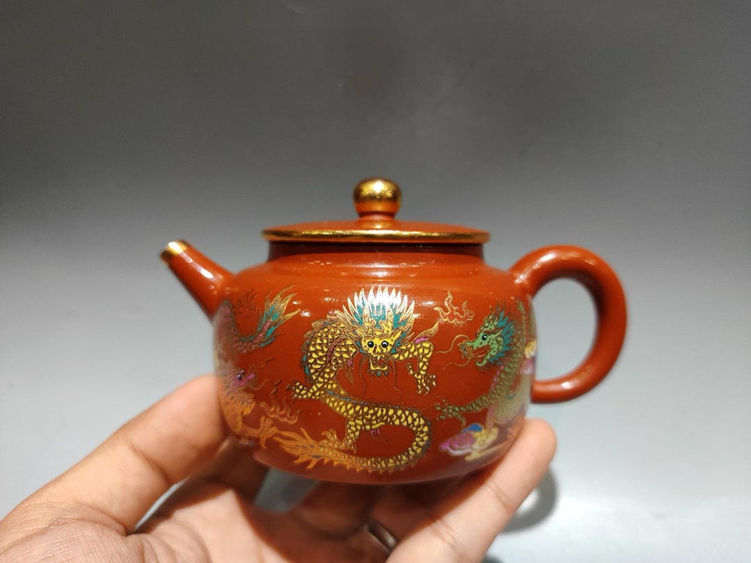 Chinese Antique Pure Hand-painted Clay Exquisite Rare Gilt Dot Color ...