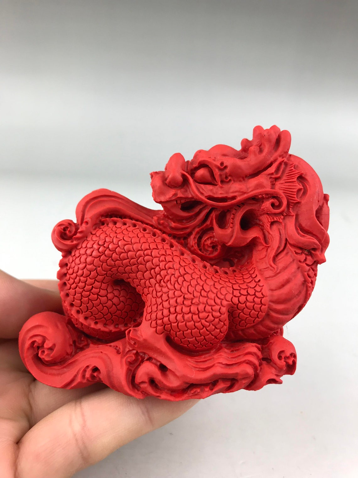 Chinese Natural Cinnabar Statue: a Dragon Carved by Hand - Etsy