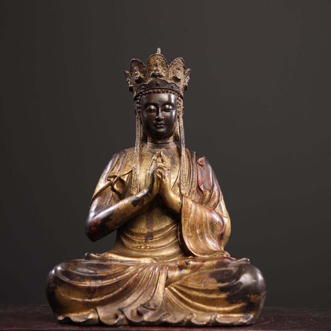 Exquisite and Rare Handmade Antique Chinese Bronze Cinnabar Statue of ...