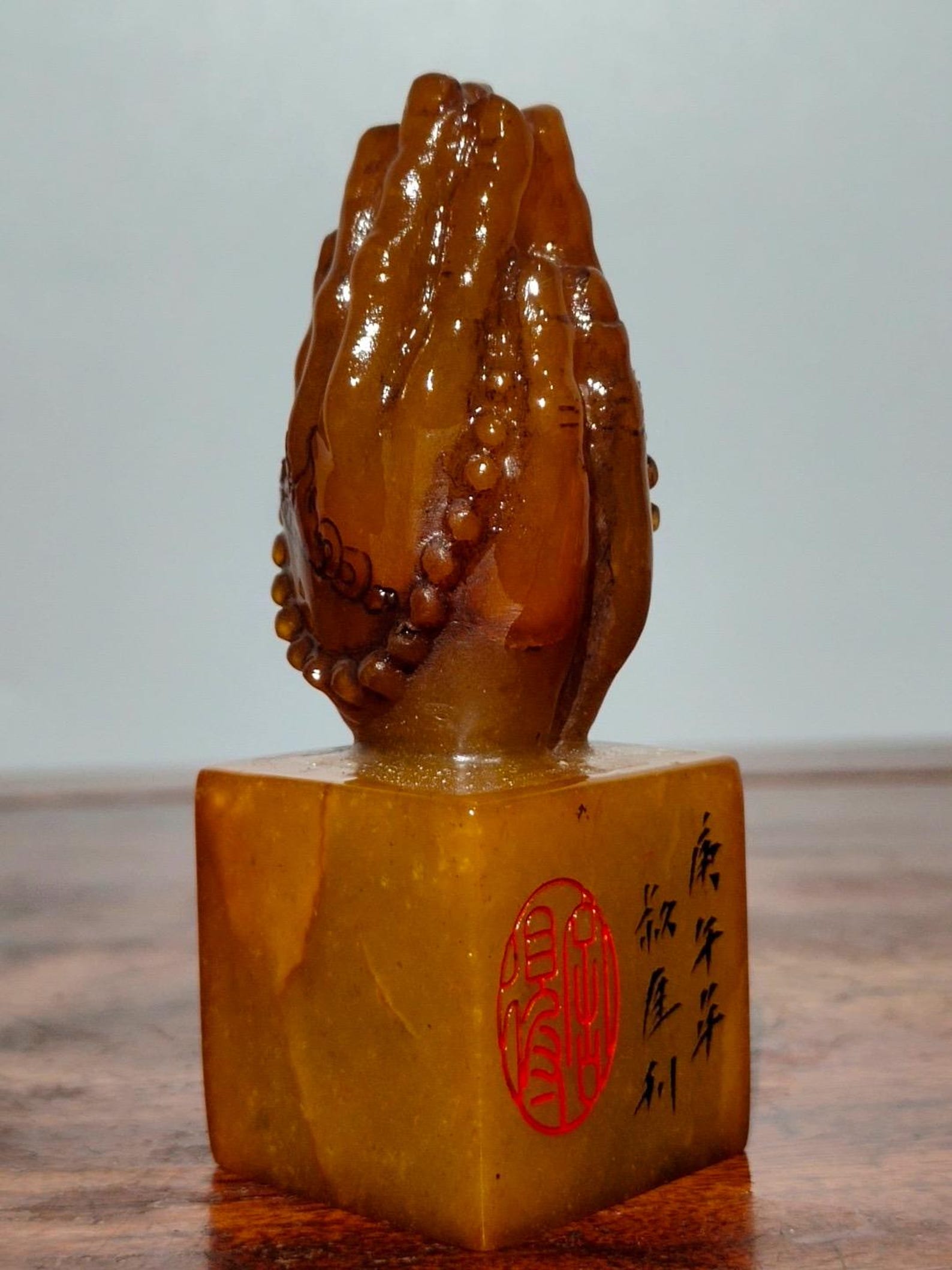 Exquisite Hand-carved Chinese Antique Tianhuang Stone Buddha Hand Seal ...
