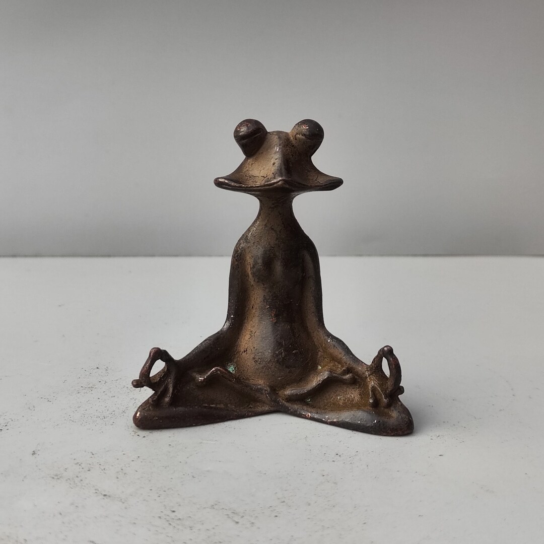 Chinese Antique Handcrafted Exquisite Rare Pure Copper Meditation Frog ...
