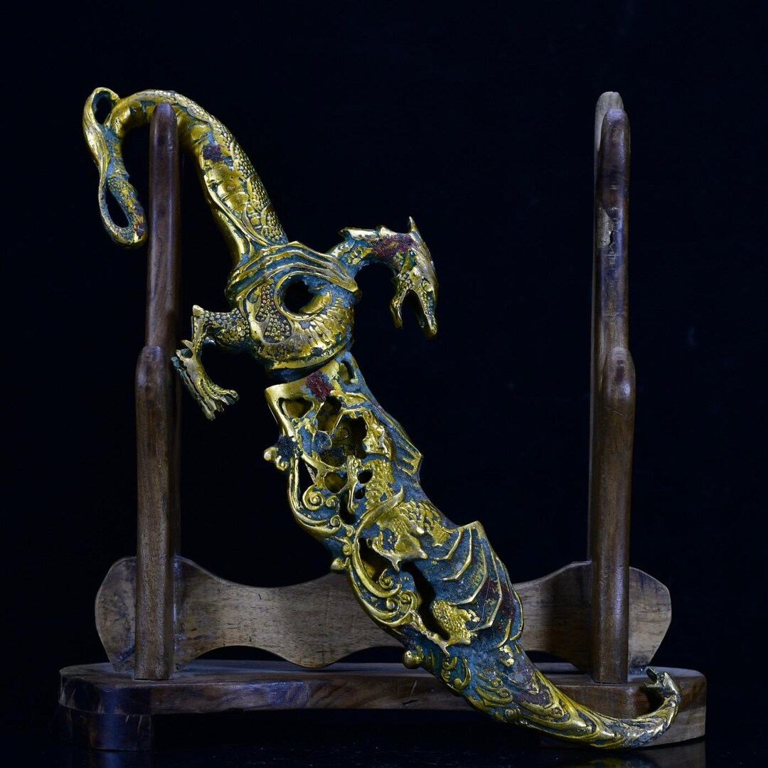 Chinese Antique Pure Hand-made Exquisite Rare Bronze Gilt Sheathed ...