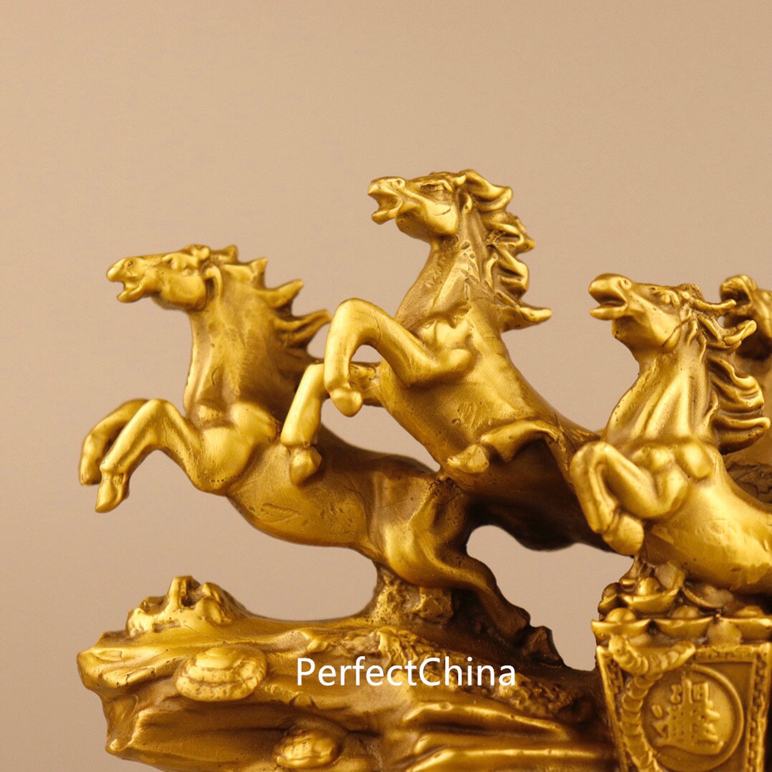 Handmade Gilt Copper Eight Horses Statue - Etsy
