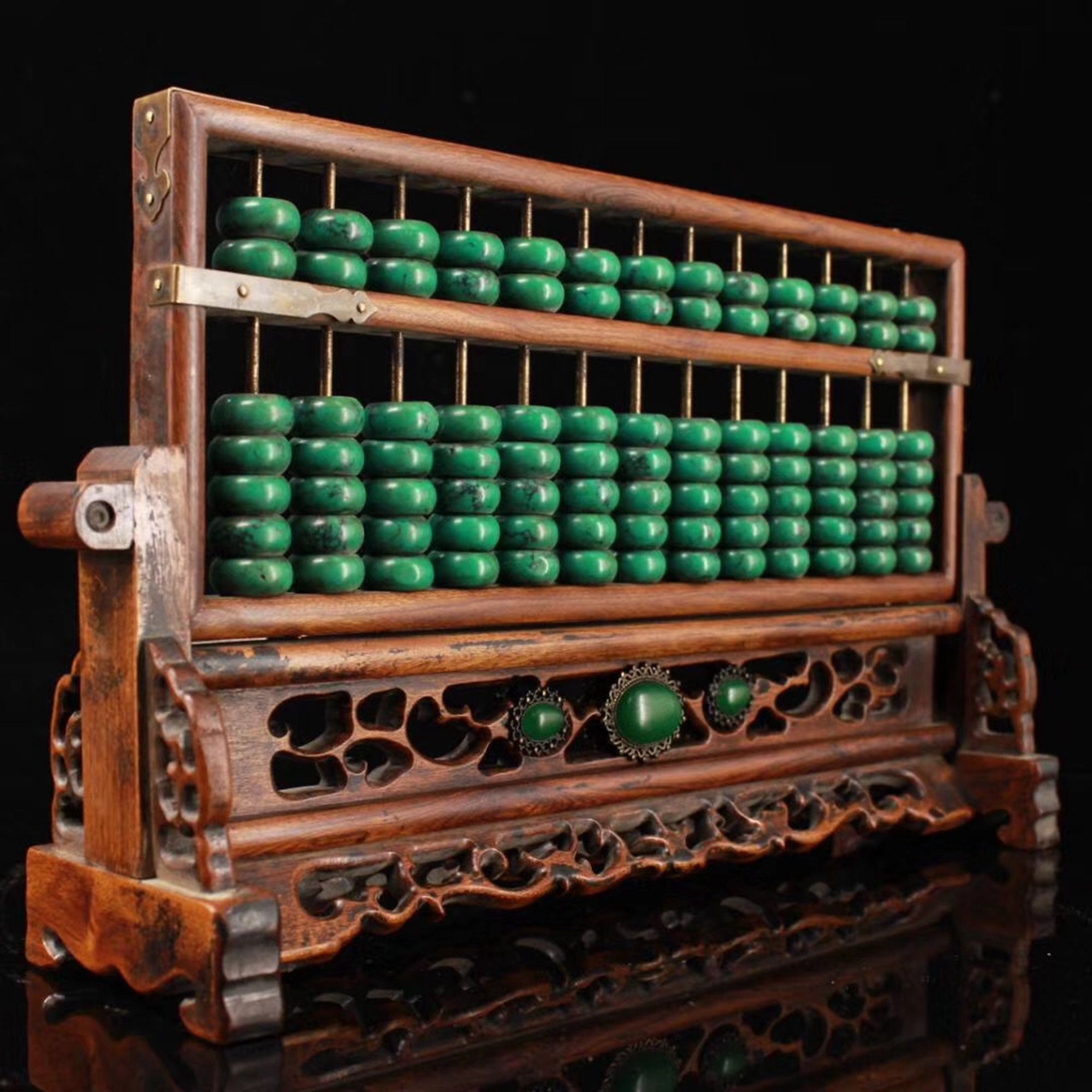 Handcrafted Carved Ebony Abacus Inlaid With Gems | Etsy