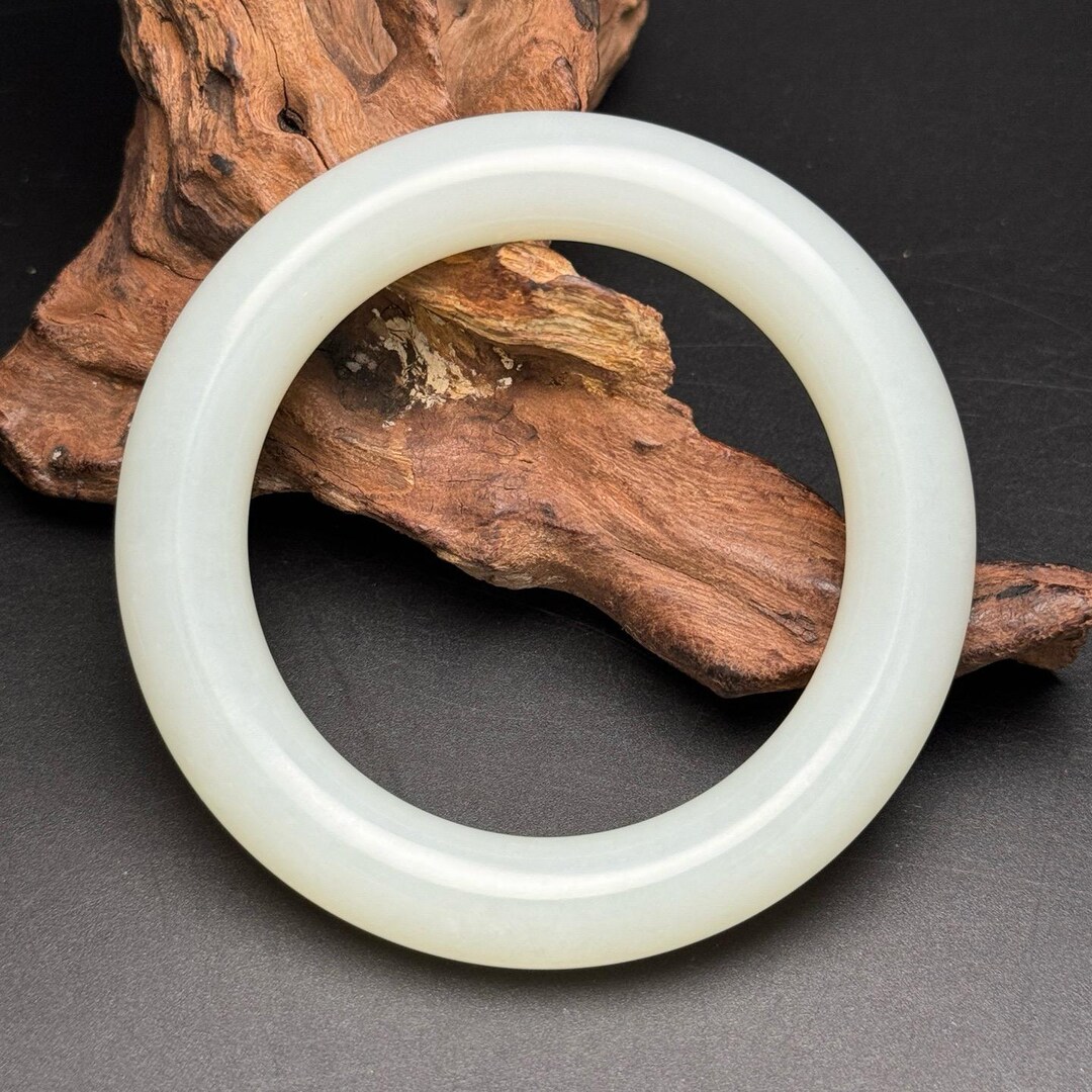 Chinese White Jade Pure Hand-carved Exquisite Rare Round Jade Bracelet ...