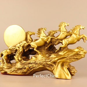 Handmade Exquisite Rare Pure Copper Gilt Statue Ornaments of Eight ...