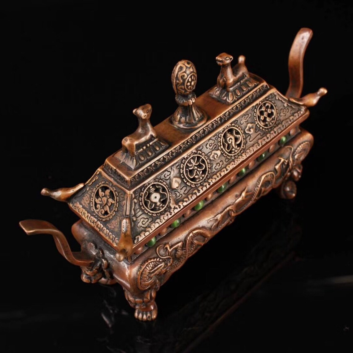 Collection of Old Copper Handmade Incense Burners With Gems - Etsy