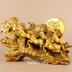 Handmade Exquisite Rare Pure Copper Gilt Statue Ornaments of Eight ...