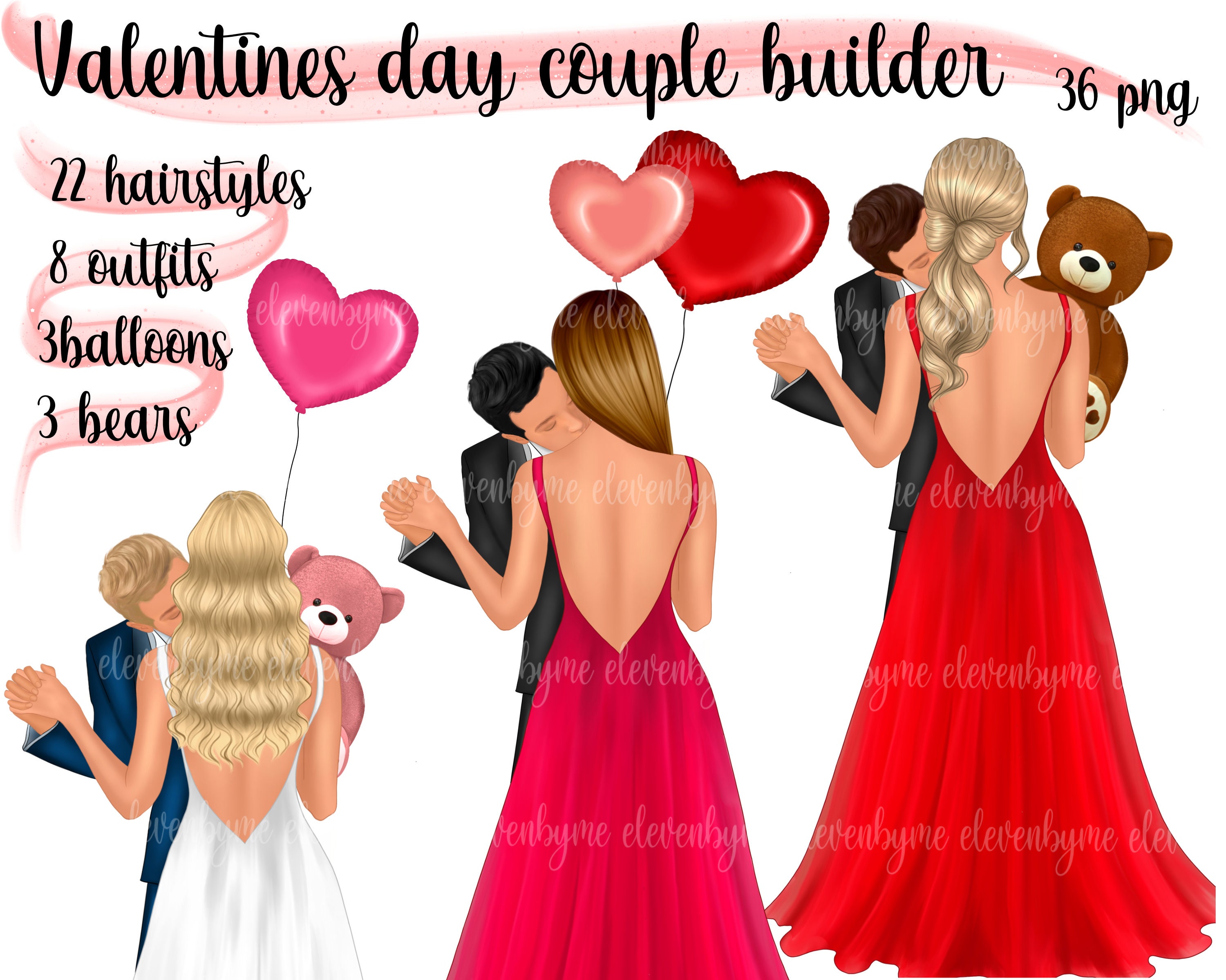 Valentines Day Couple Clipart Set| Build Your Own Charatcters | Love ...