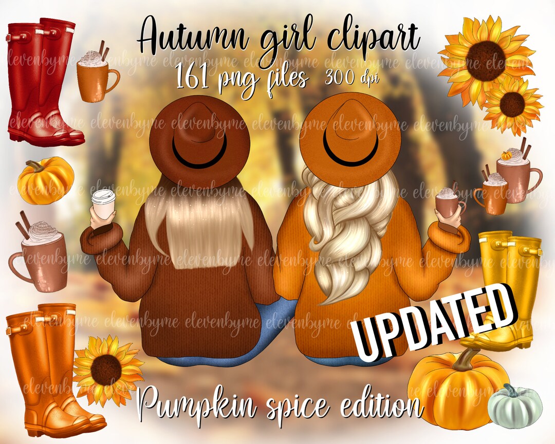 Autumn Girl Clipart | Best Friends Fall Clipart | Pumpkin Spice Edition ...