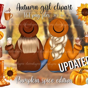 Autumn Girl Clipart | Best Friends Fall Clipart | Pumpkin Spice Edition ...