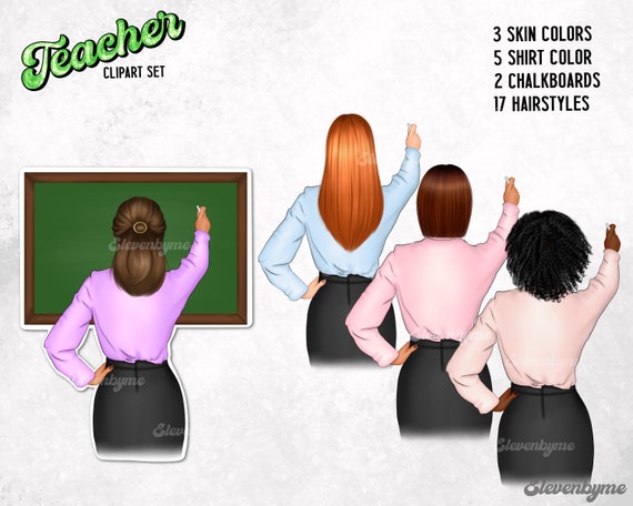 Teacher Chalkboard Clipart Set Build Your Own Characters - Etsy