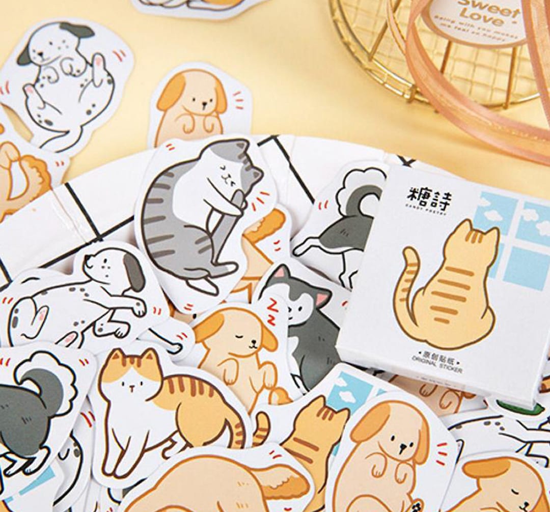 45 Kawaii Cat and Dog Stickers - Etsy