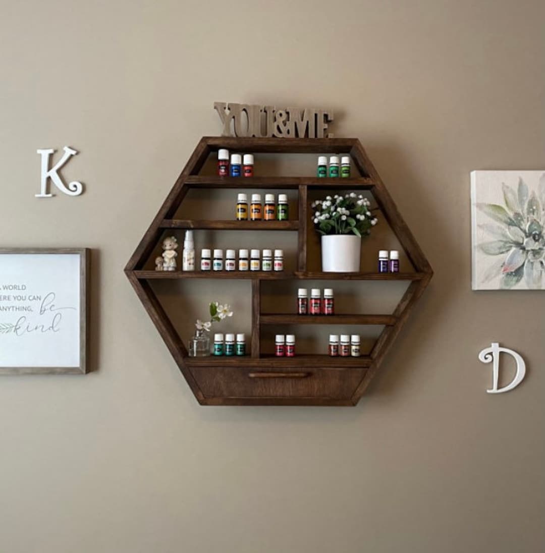 Large Hexagon Essential Oil Shelf, Essential Oil Storage, Honeycomb ...