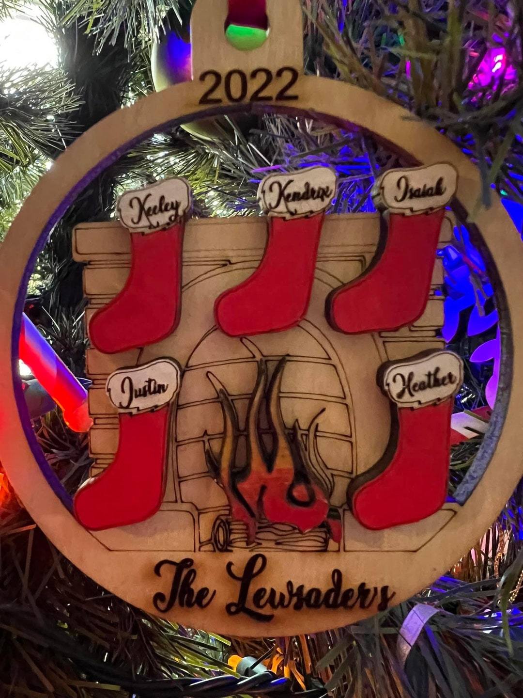 Personalized Christmas Fireplace Stocking Ornament - Etsy