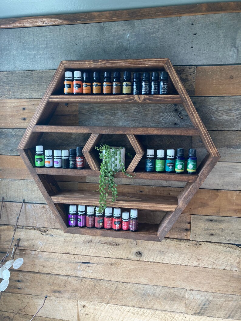 Oil Shelf Oil Storage Oil Display Hexagon Essential Oil | Etsy