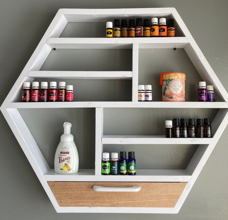 Large Hexagon essential oil shelf Essential oil storage | Etsy
