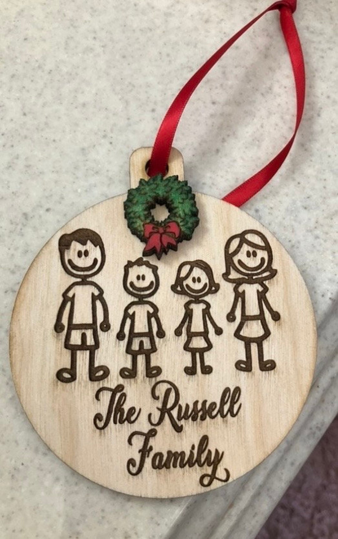 Stick Figure Christmas Family Personalized Ornament - Etsy