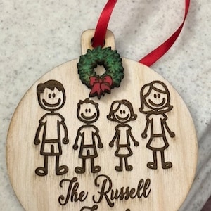 Stick Figure Christmas Family Personalized Ornament - Etsy