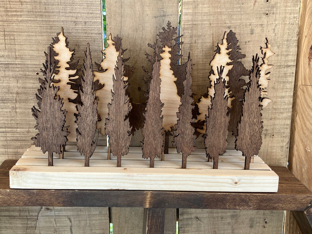 Trio of Trees, Wooden, Sliding, Natural Whimsical Trees - Etsy