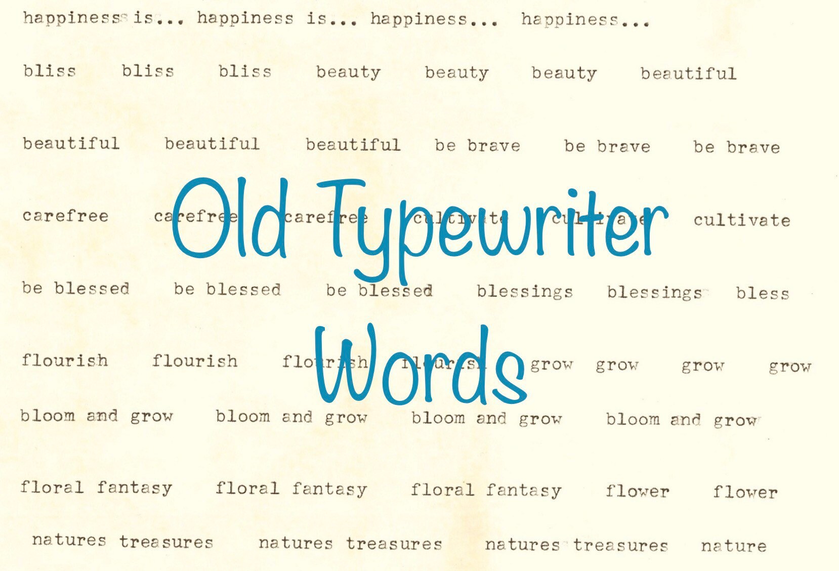 DIGITAL SENTIMENTS Old Typewriter Words Angela Kerr Designs