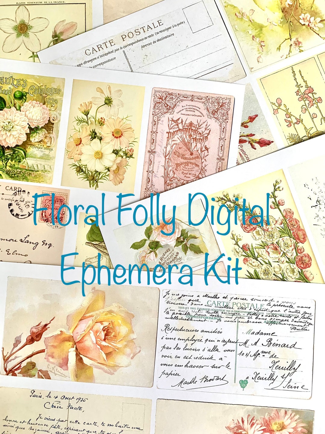 Floral Folly Digital Ephemera Pack - Etsy