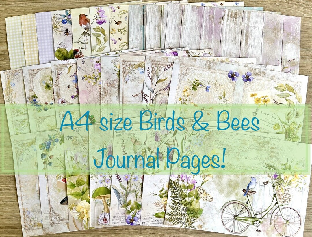 A4 Sized Birds & Bees Digital Journal Pages - Etsy