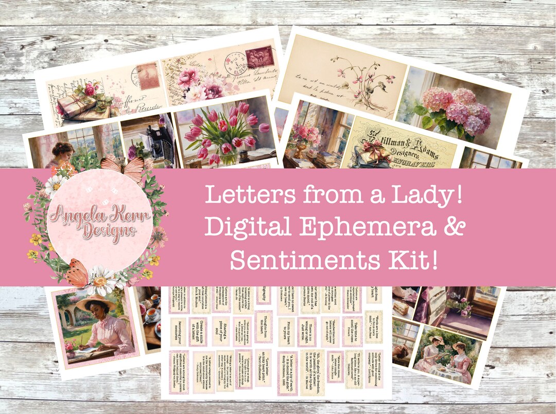 Letter From a Lady DIGITAL Ephemera & Sentiments Kit - Etsy