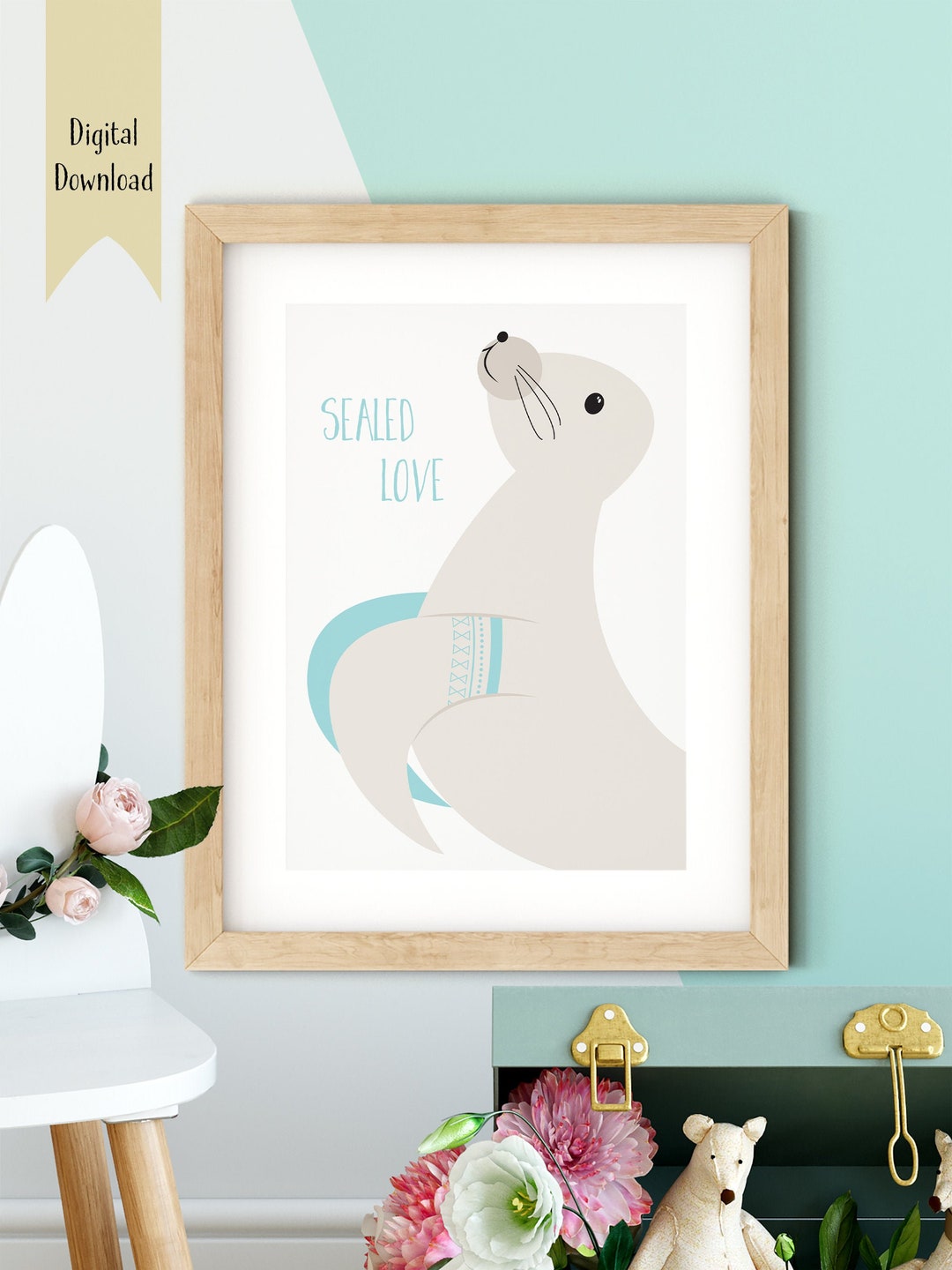 Seal Print Seal Printable Poster Seal Wall Art Baby Room - Etsy