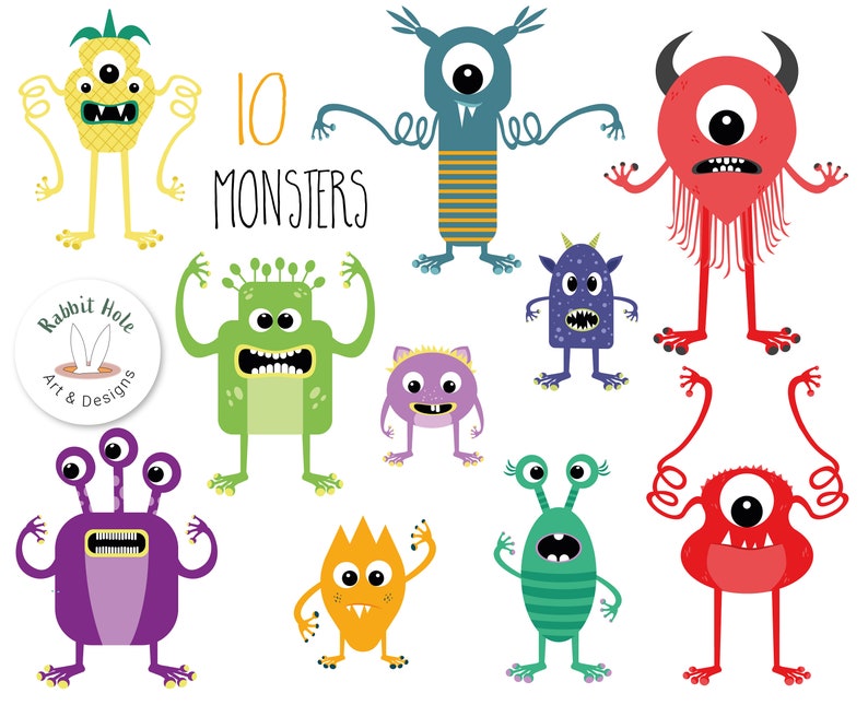 Halloween Monsters Cute Monsters Clipart Halloween Clip Art - Etsy