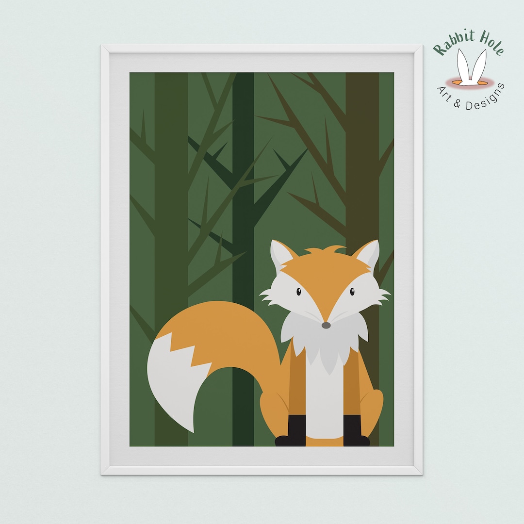 Fox Poster, Forest Animal Print, Woodland Wall Art, Printable Fox Art ...