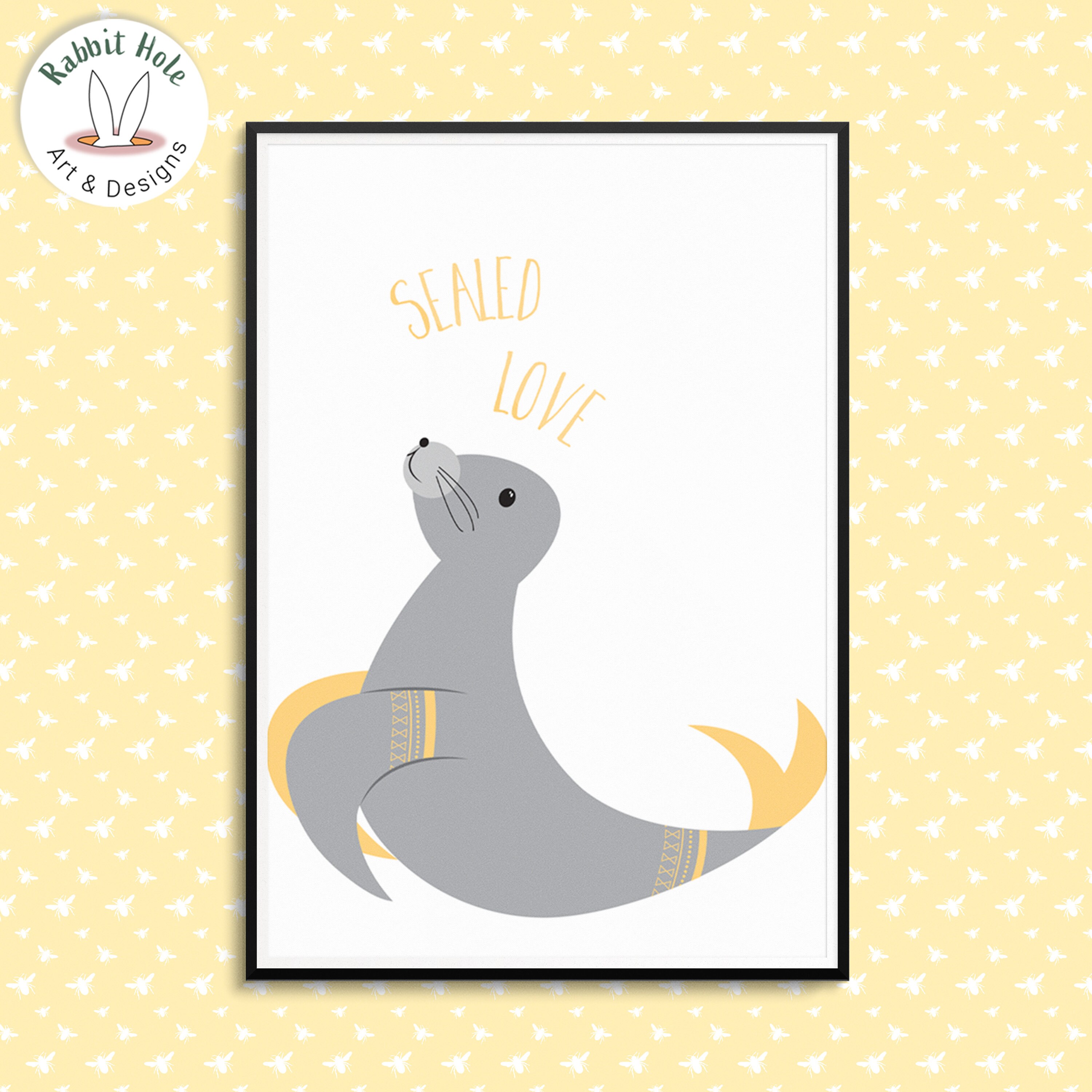 Seal Printable Poster, Seal Wall Art, Nursery Decor, Grey Seal Print ...