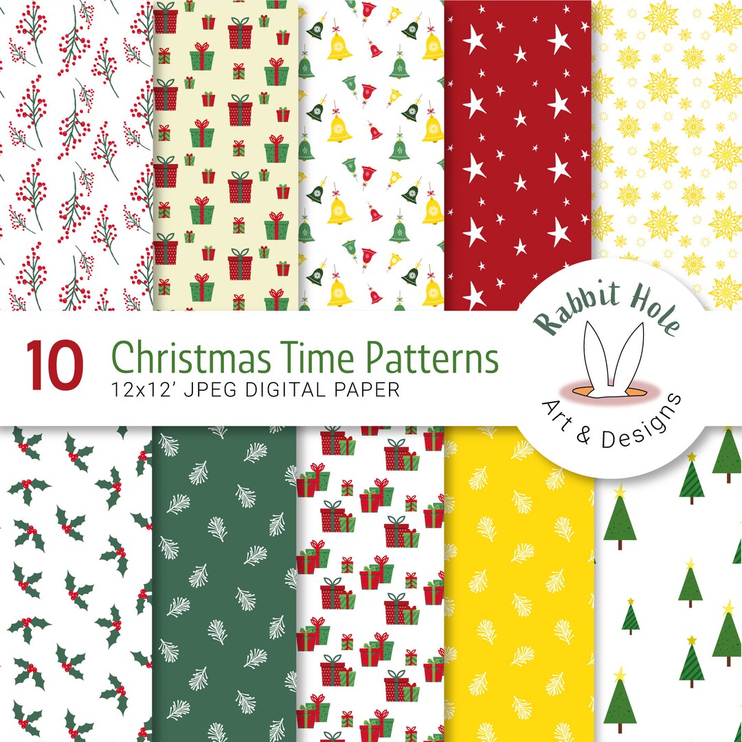 Christmas Time Patterns Winter Holiday Scrapbook Papers - Etsy UK