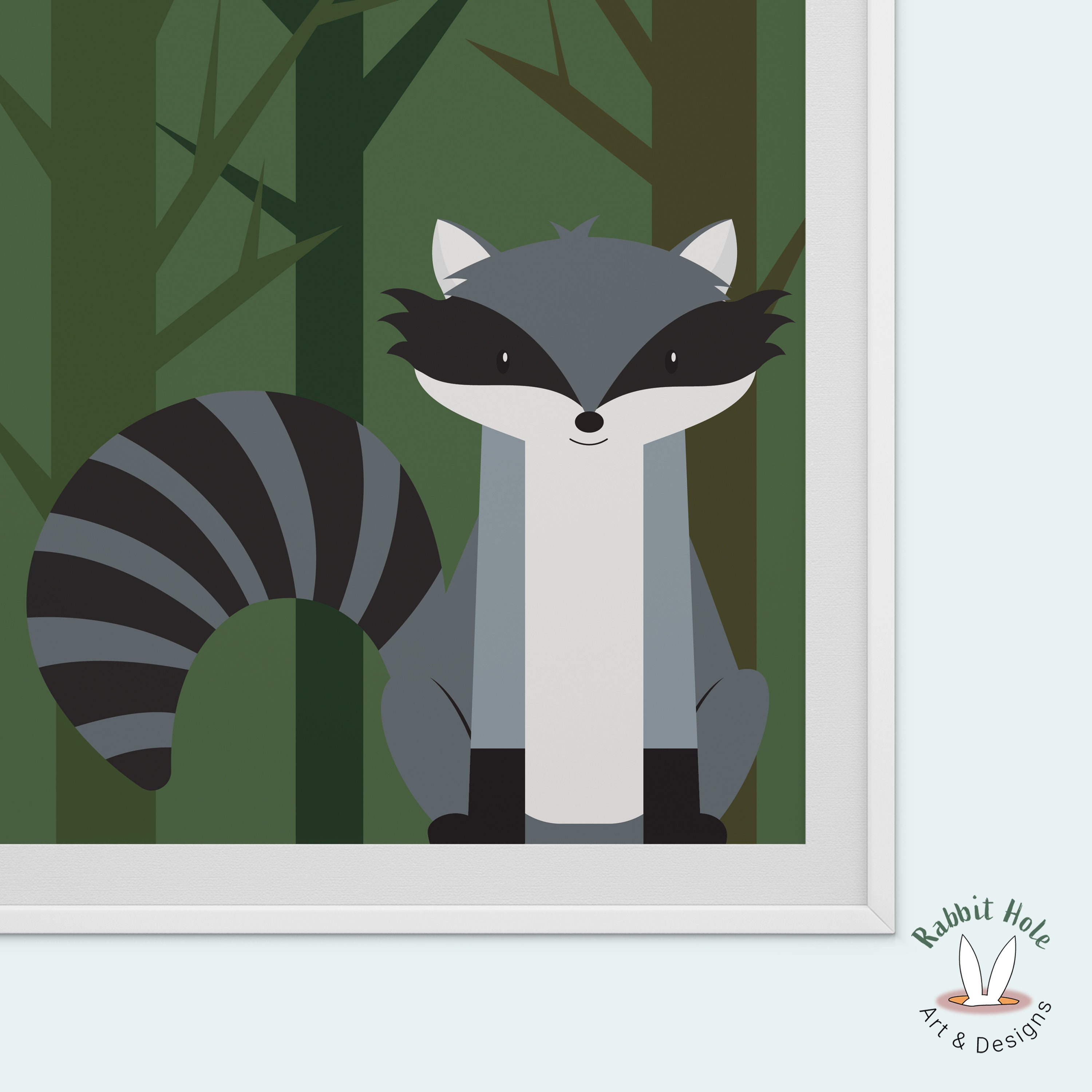 Raccoon Poster, Forest Animal Print, Woodland Wall Art, Printable ...