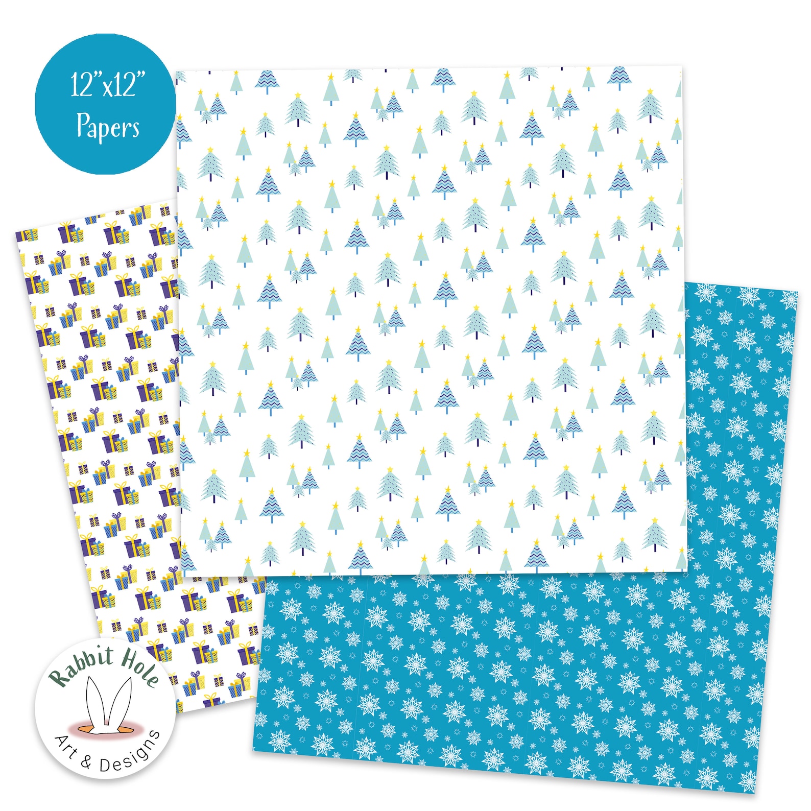 Blue Christmas Patterns Winter Holiday Scrapbook Papers - Etsy