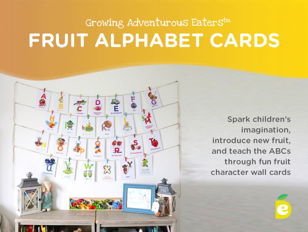 Fruit Alphabet Card Set, Nursery Decor, Nursery Wall Cards, ABC Letters ...