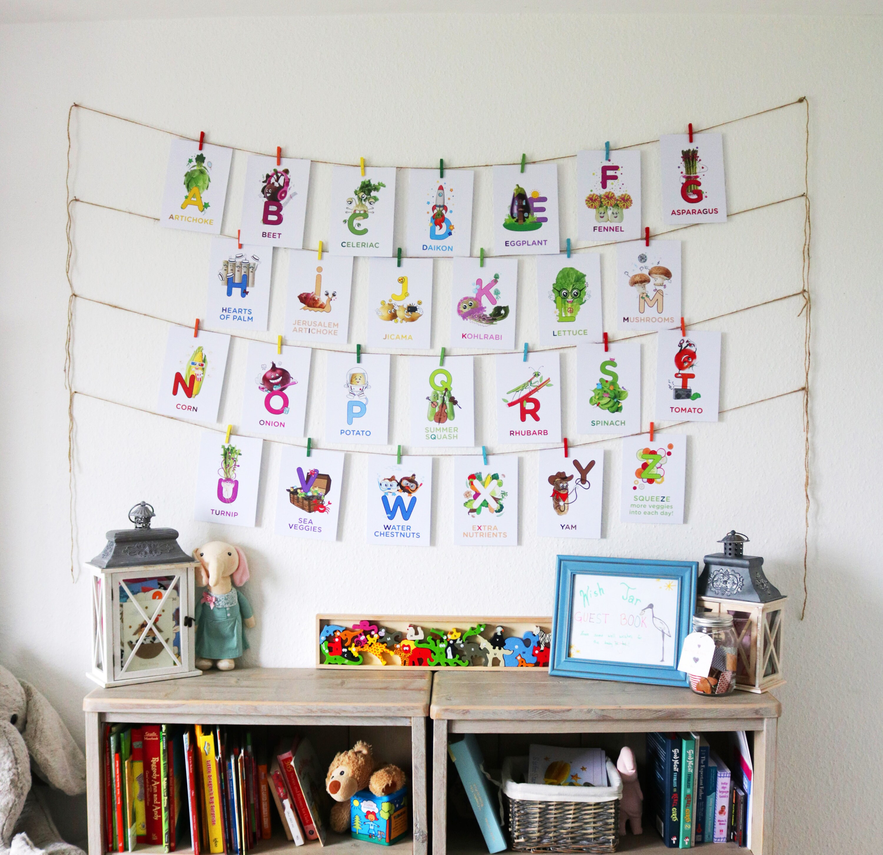 Vegetable Alphabet Card Set, Nursery Decor, Nursery Wall Cards, ABC ...