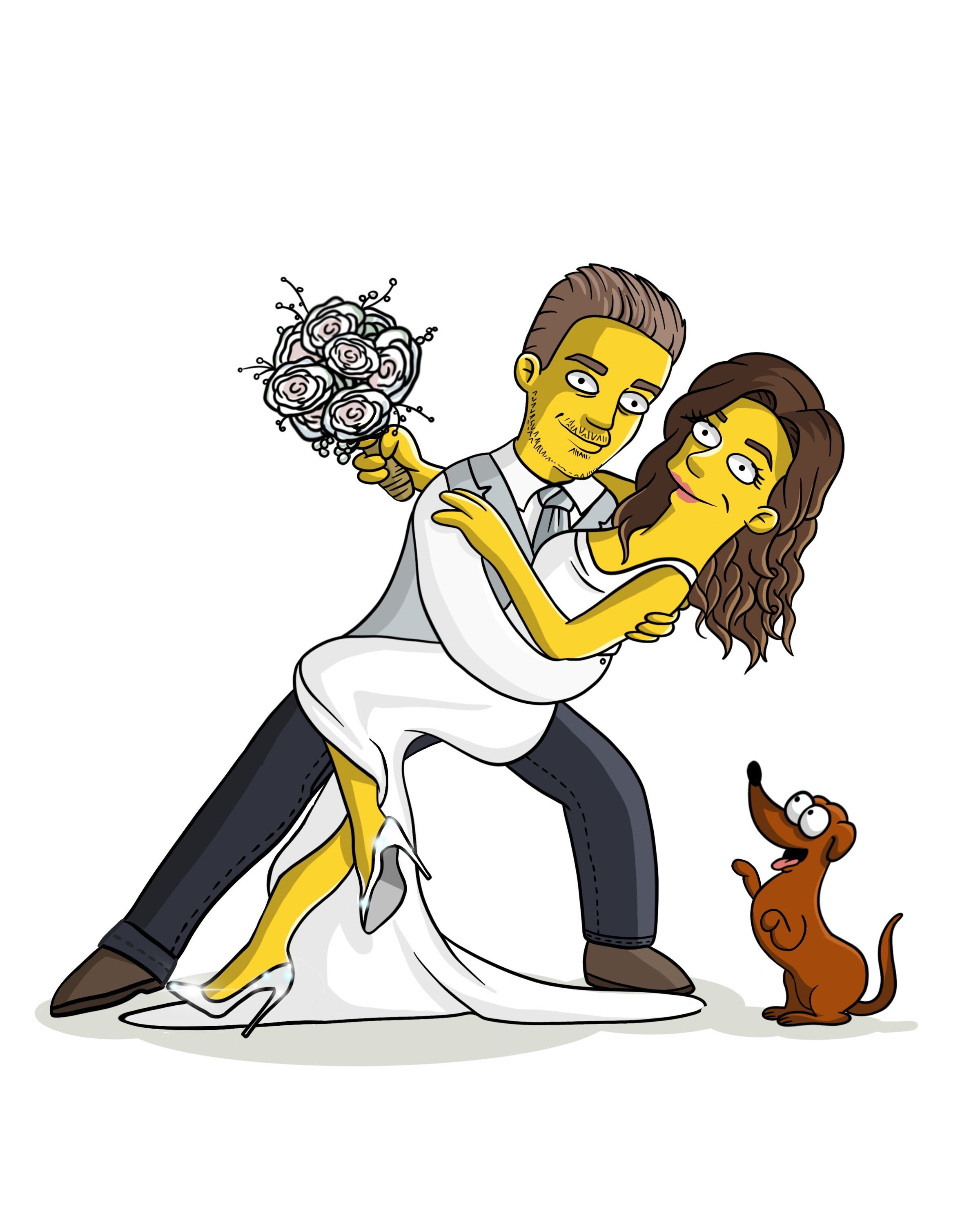 Full Body Simpsons Illustration, Personalized Caricature Gift ...