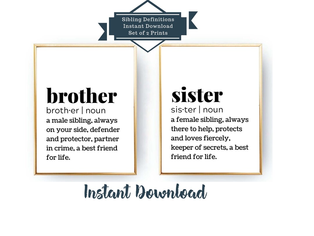 Brother & Sister Definition wall Art Printable Digital Download ...