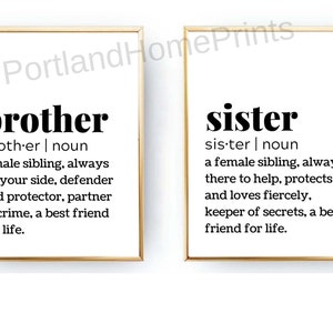 Brother & Sister Definition wall Art Printable Digital Download ...