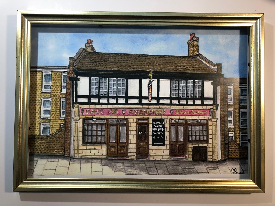 BANK OF FRIENDSHIP Pub Islington Painted in Watercolour - Etsy