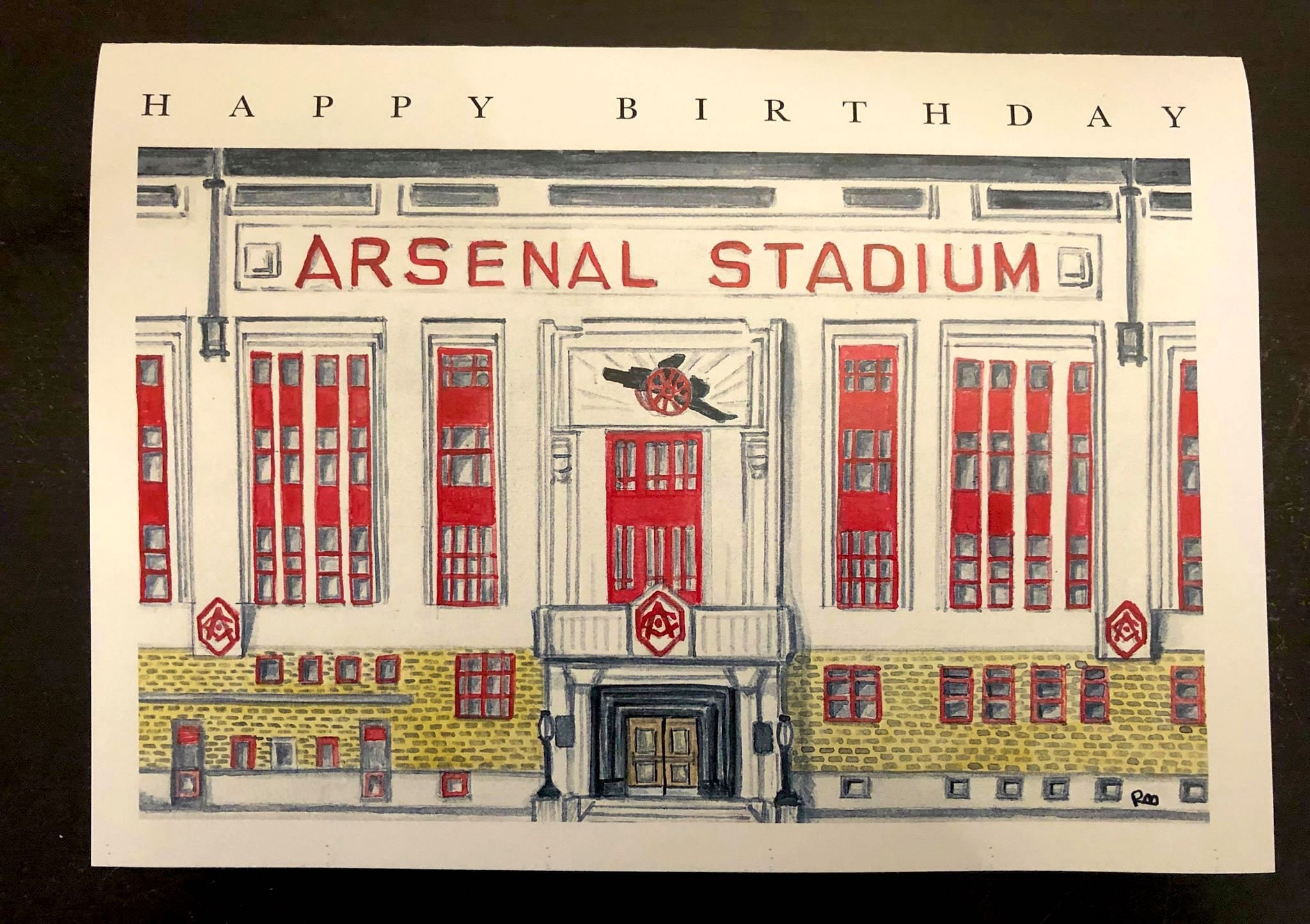 BIRTHDAY CARD Arsenal Stadium Watercolour A5 Blank card & | Etsy