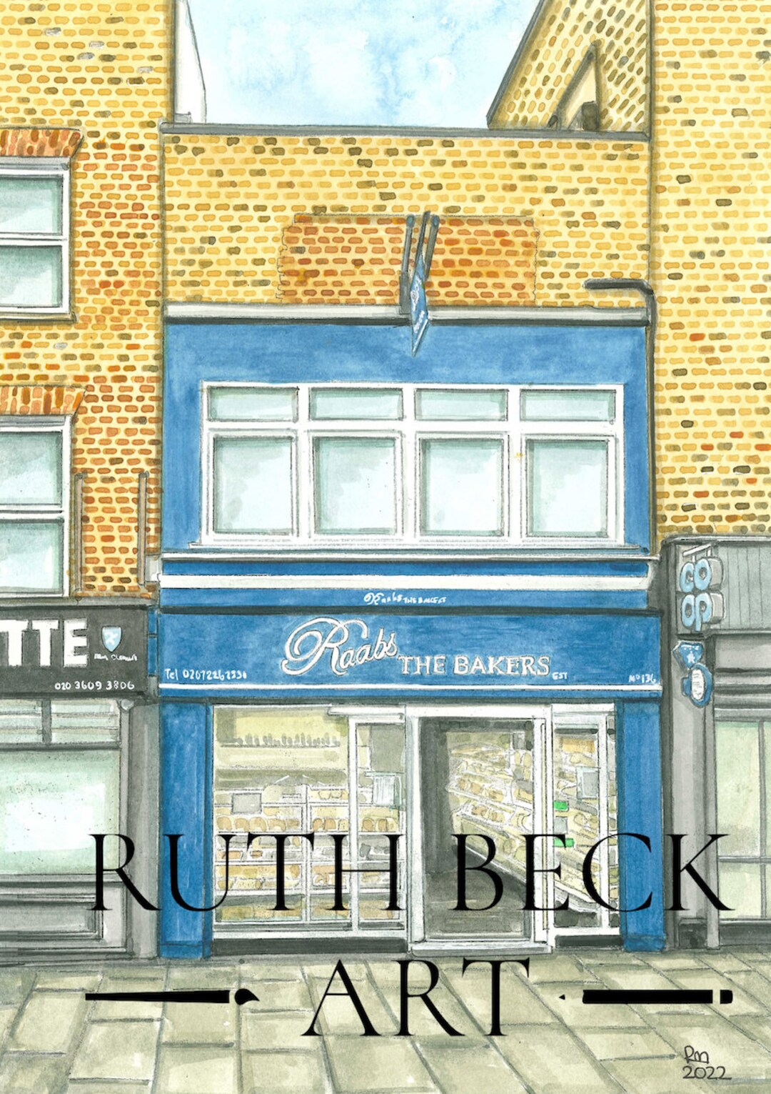 RAABS BAKERS essex Road Islington Painted in Watercolour Series by Ruth ...