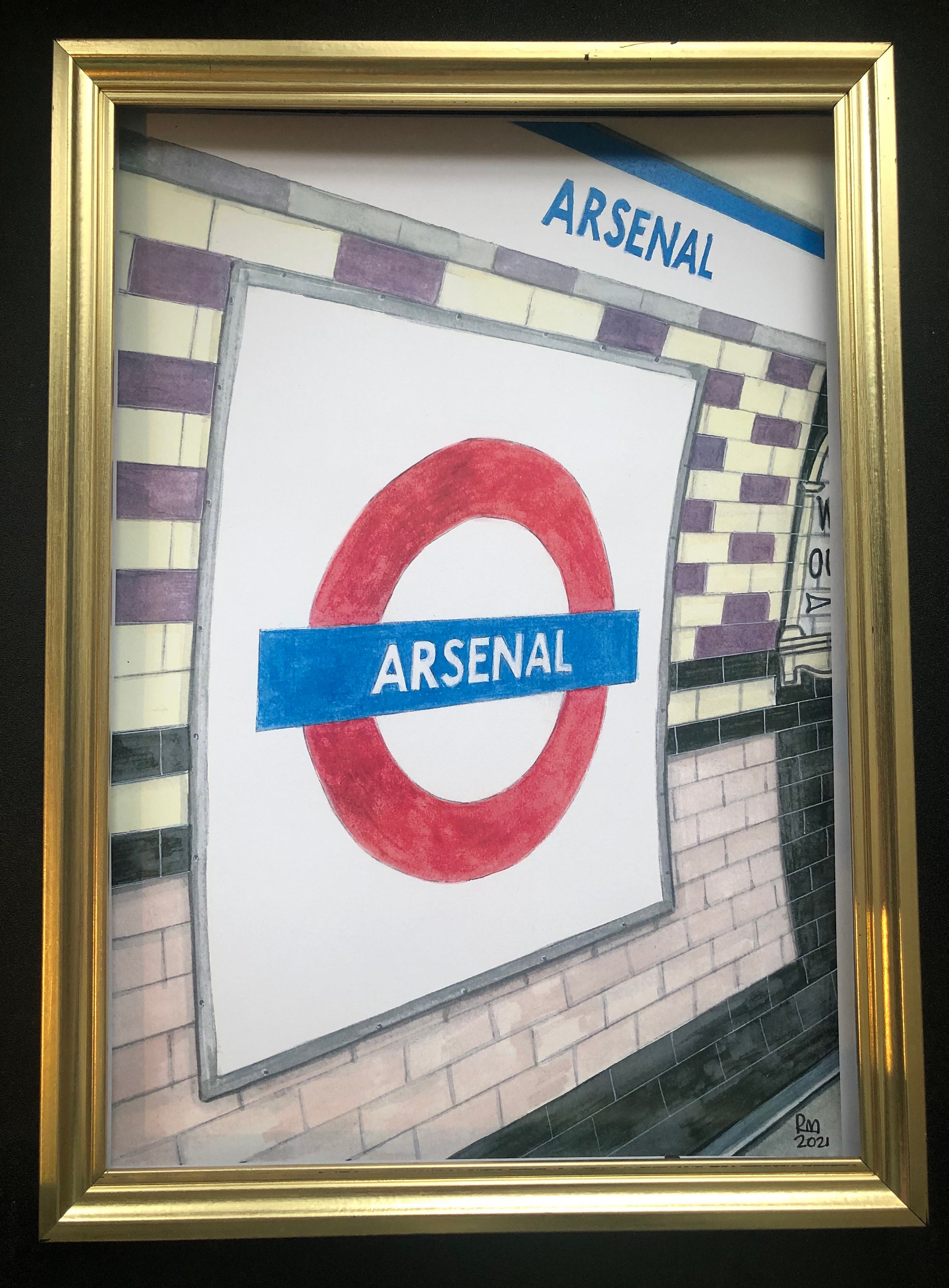 ARSENAL TUBE SIGN Islington Painted in Watercolour Series by | Etsy