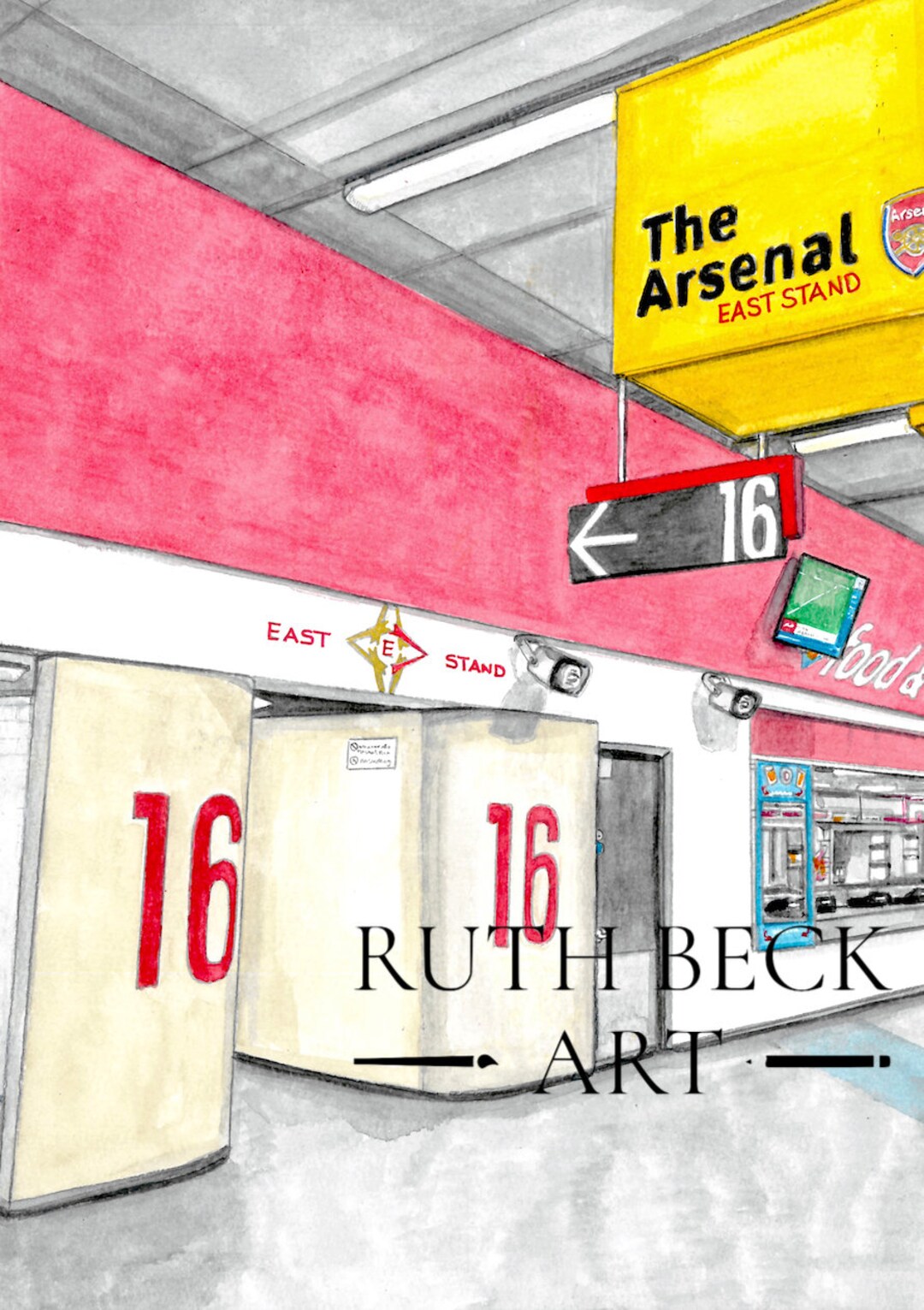 Block Entrance 16 Arsenal Emirates Stadium Islington Painted in ...