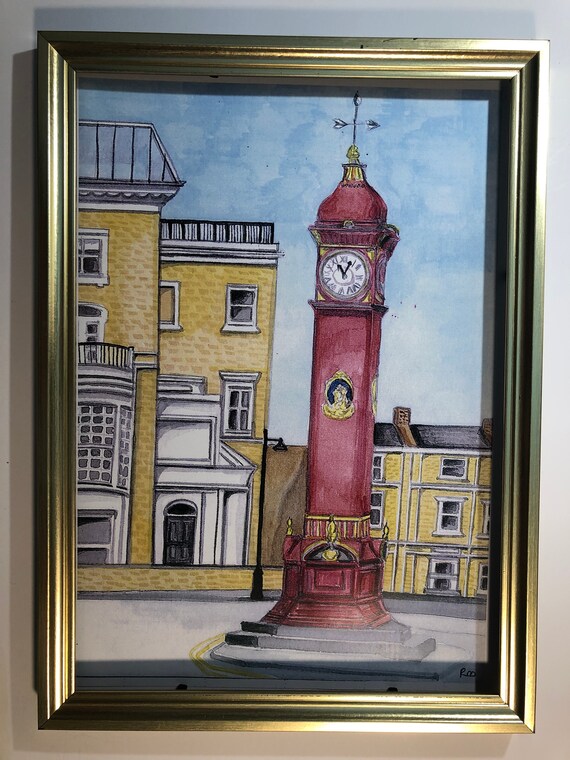 HIGHBURY CLOCK TOWER Islington Painted in Watercolour Series | Etsy