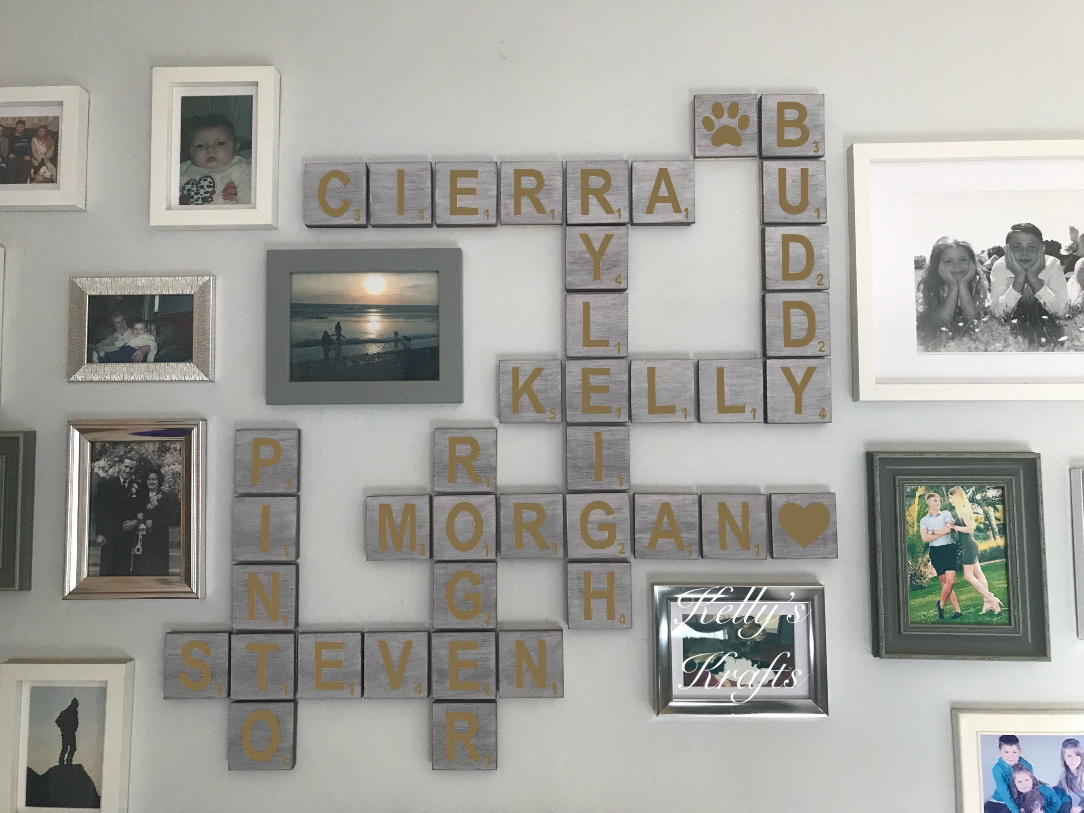 Personalised Large Wooden Scrabble Wall Art Tiles With Score - Etsy UK