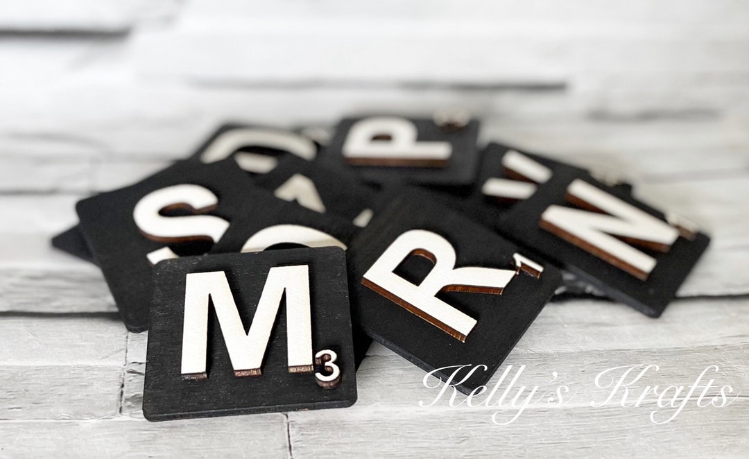 3D Personalised Large Scrabble Wall Art Tiles Wooden Gift Crossword ...